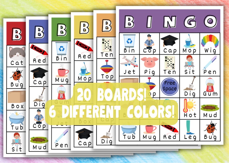 CVC Reading Practice Bingo Game for Preschool or Elementary Students ...