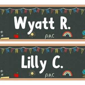 Black and White Chalkboard Themed Name Tags for Elementary Classroom ...