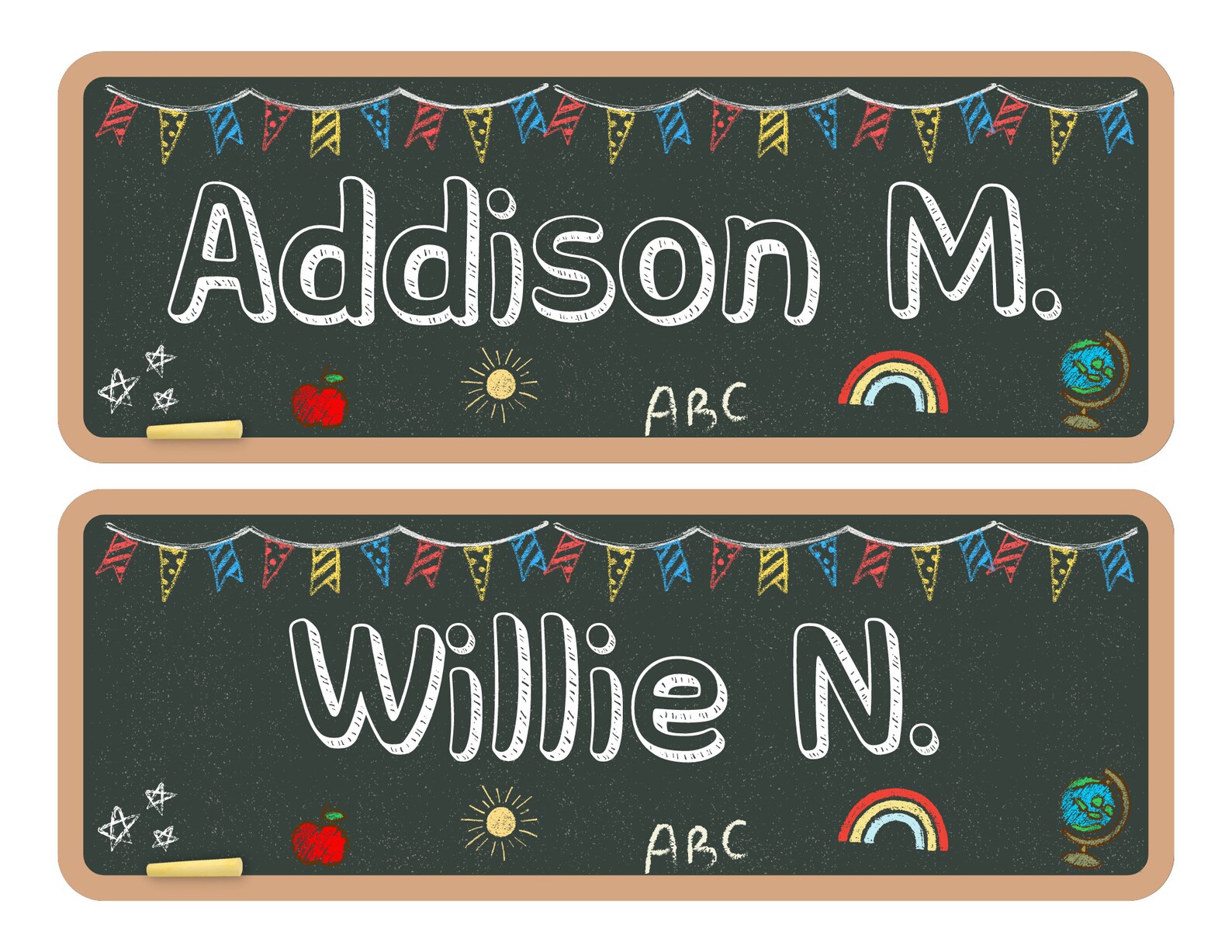 Black and White Chalkboard Themed Name Tags for Elementary Classroom ...