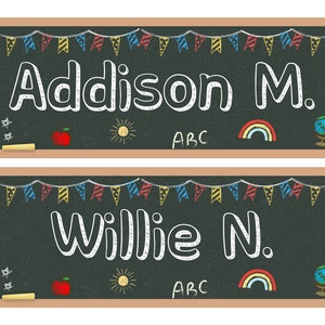 Black and White Chalkboard Themed Name Tags for Elementary Classroom ...