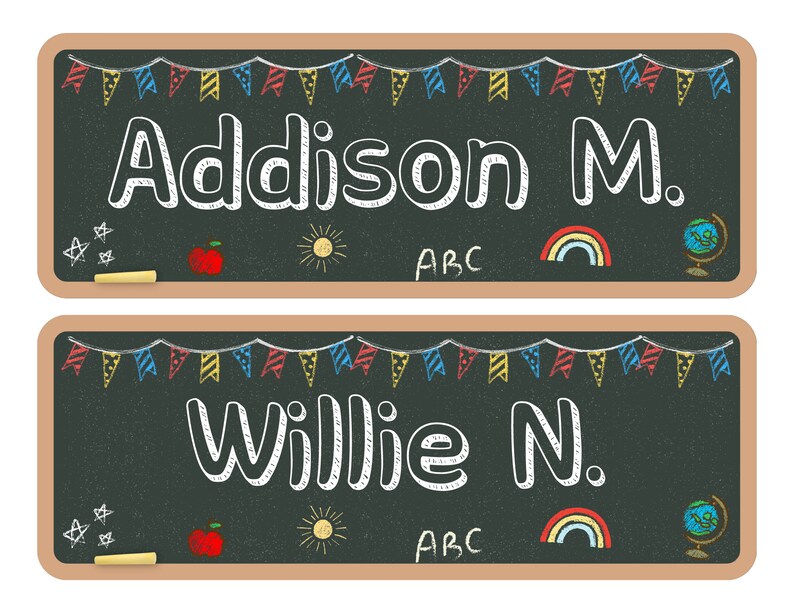 Black and White Chalkboard Themed Name Tags for Elementary Classroom ...