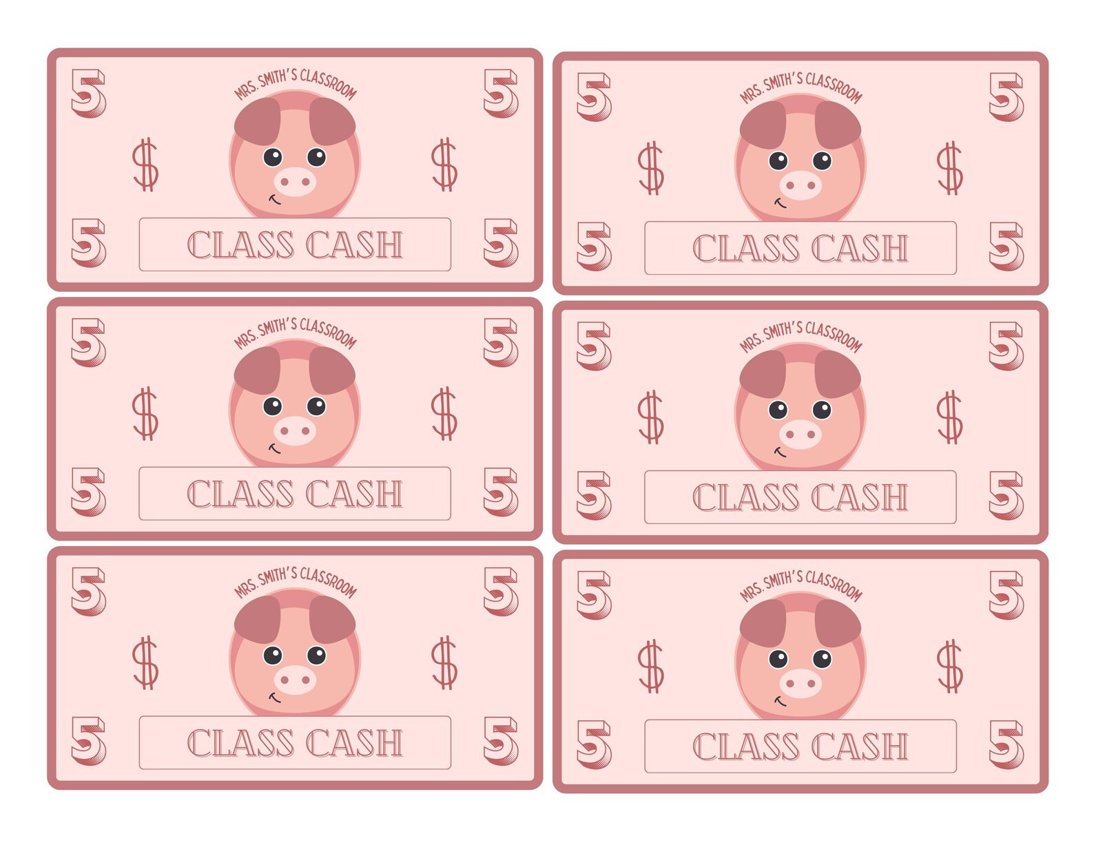 Editable Animal-themed Class Cash Rainbow Colored Classroom Currency ...