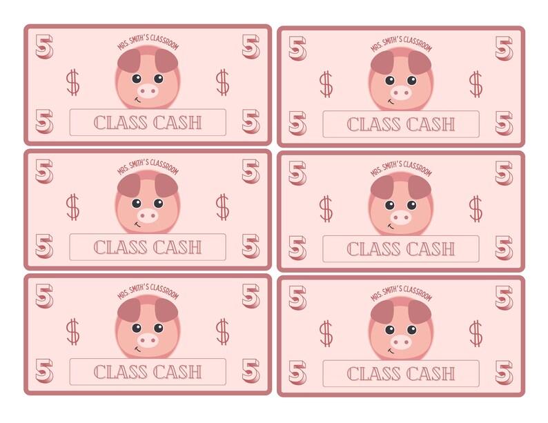 Editable Animal-themed Class Cash Rainbow Colored Classroom Currency ...