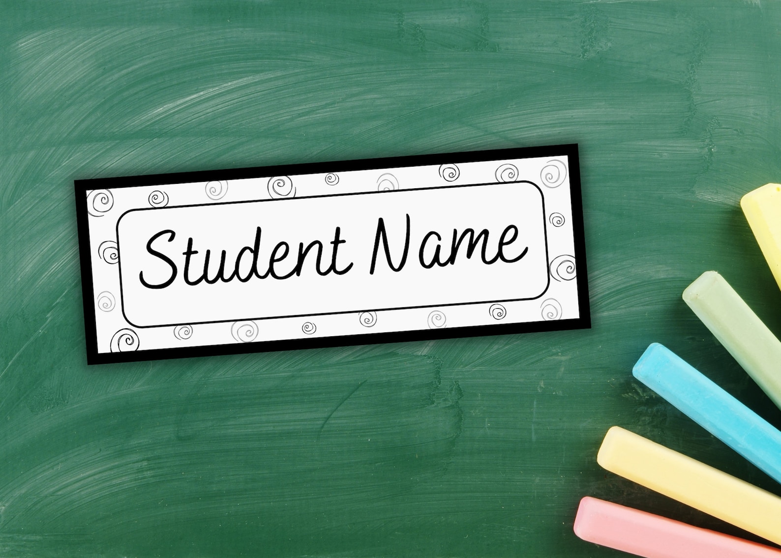 Editable Black and White Student Name Tags Template in 5 Styles ...