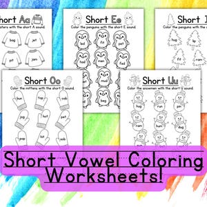 Winter Themed Short Vowel Practice Worksheets and Color by Vowel CVC ...