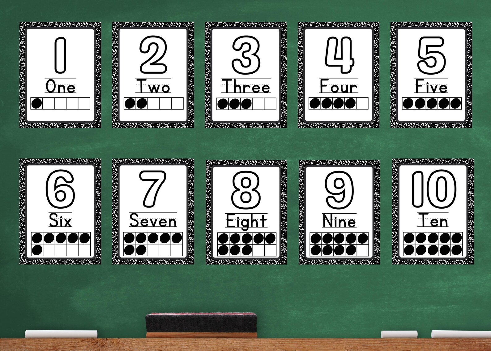 Composition Notebook Themed Number Posters 1-20 Black and White ...