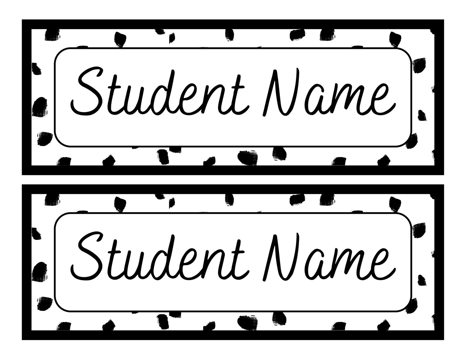 Editable Black and White Student Name Tags Template in 5 Styles ...