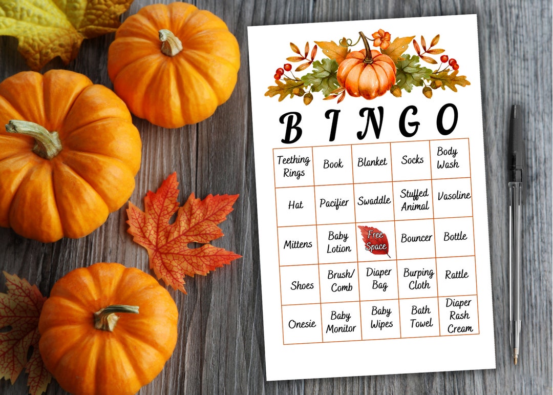 Cute Autumn Themed Baby Shower Bingo 50ct Prefilled Game Boards for ...
