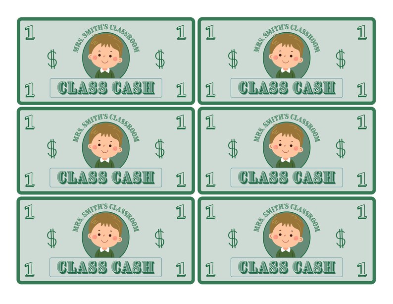Editable Classroom Cash Template With Kid-themed Money - Etsy