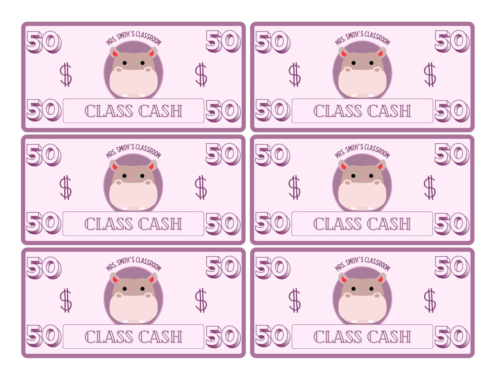 Editable Animal-themed Class Cash Rainbow Colored Classroom Currency ...