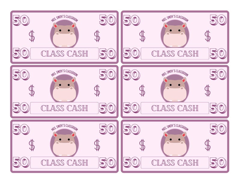 Editable Animal-themed Class Cash Rainbow Colored Classroom Currency ...