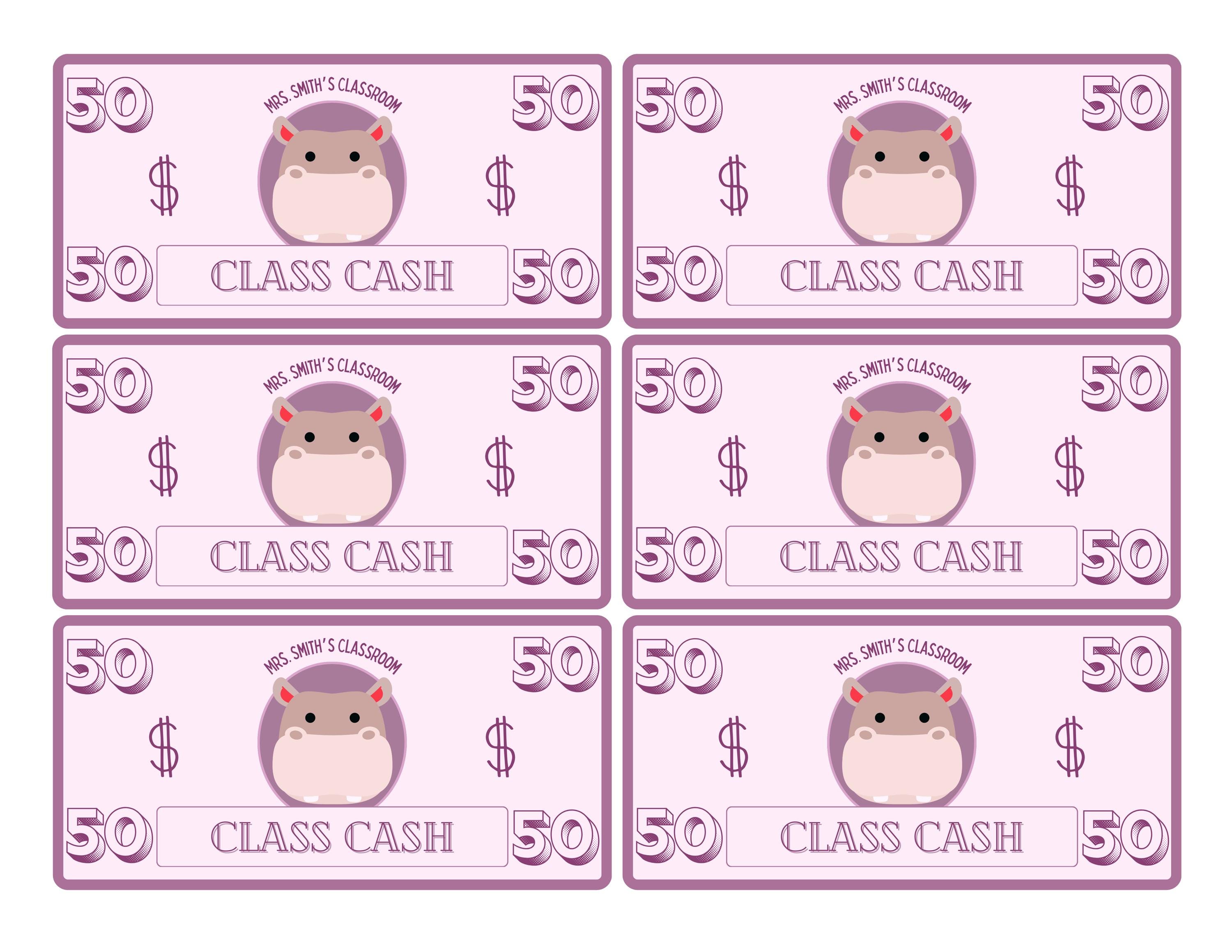 Editable Animal-themed Class Cash Rainbow Colored Classroom Currency ...