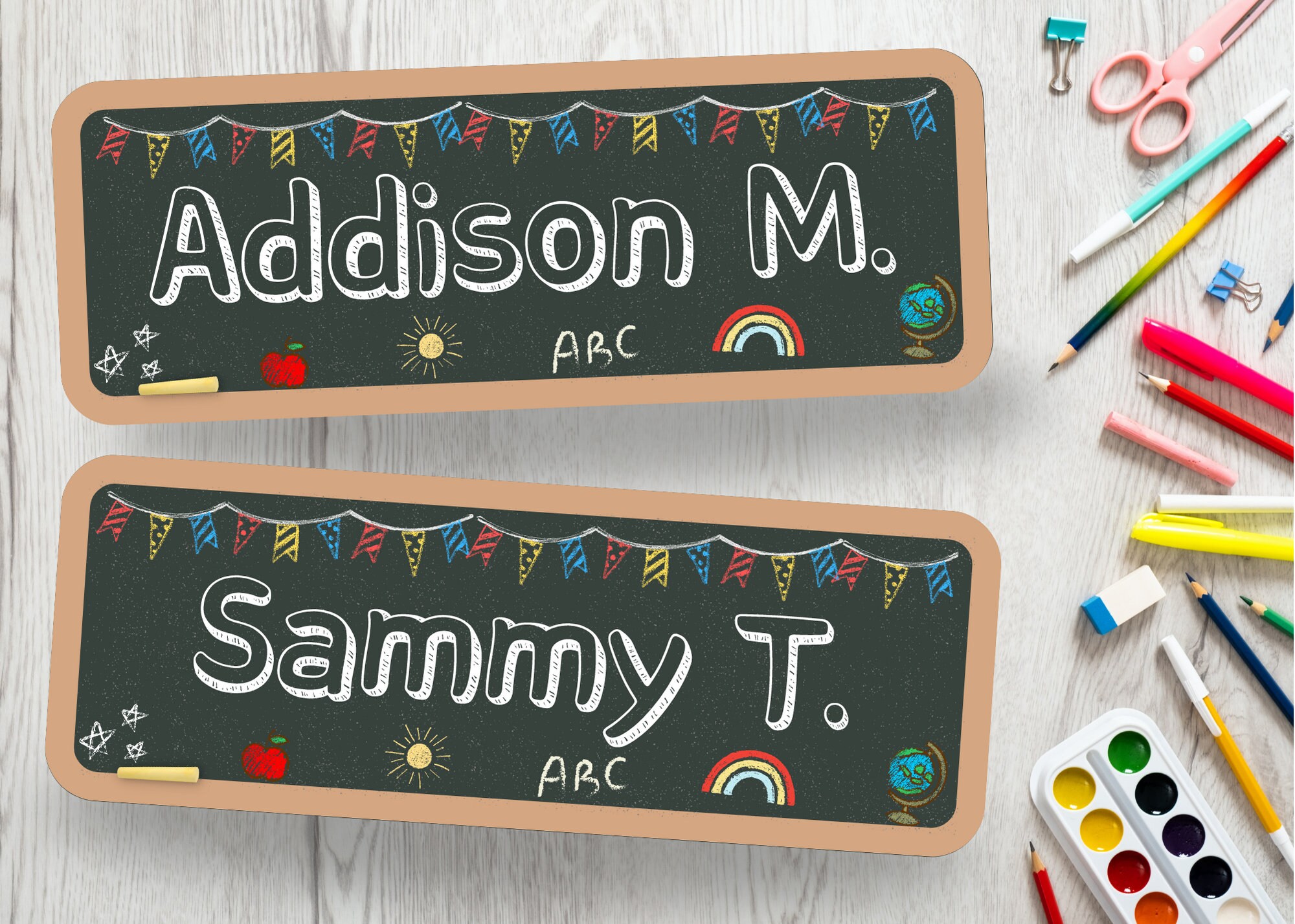 Black and White Chalkboard Themed Name Tags for Elementary Classroom ...