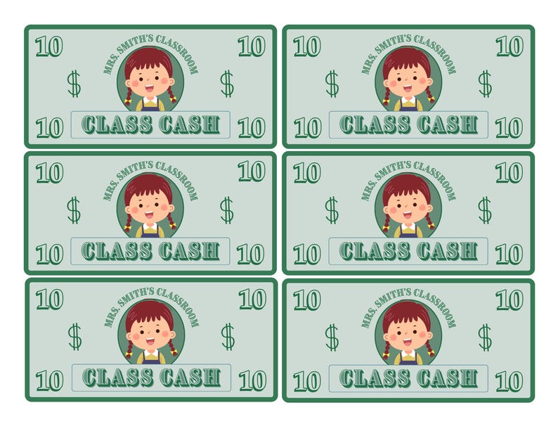 Editable Classroom Cash Template With Kid-themed Money - Etsy