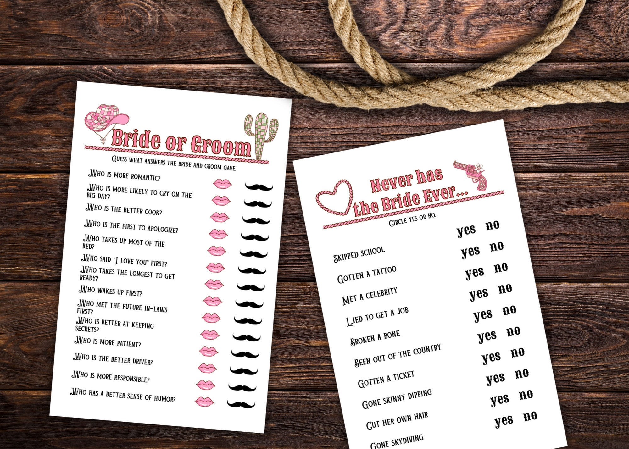 Her Last Rodeo Bridal Shower Themed Games Pink Country Girl Bride to Be ...