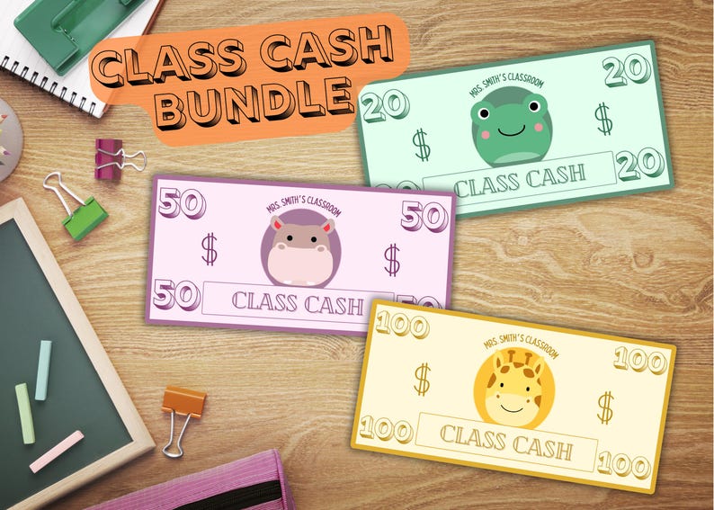 Editable Animal-themed Class Cash Rainbow Colored Classroom Currency ...