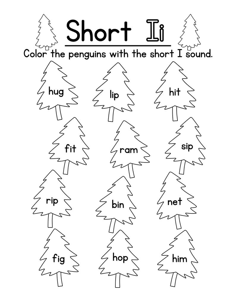 Winter Themed Short Vowel Practice Worksheets and Color by Vowel CVC ...