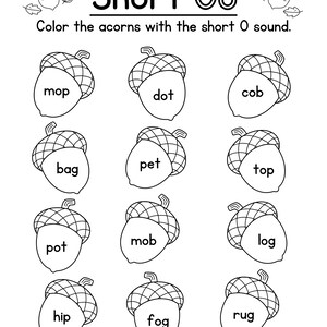 Fall Themed Short Vowel Practice Coloring Worksheets and Color by Vowel ...