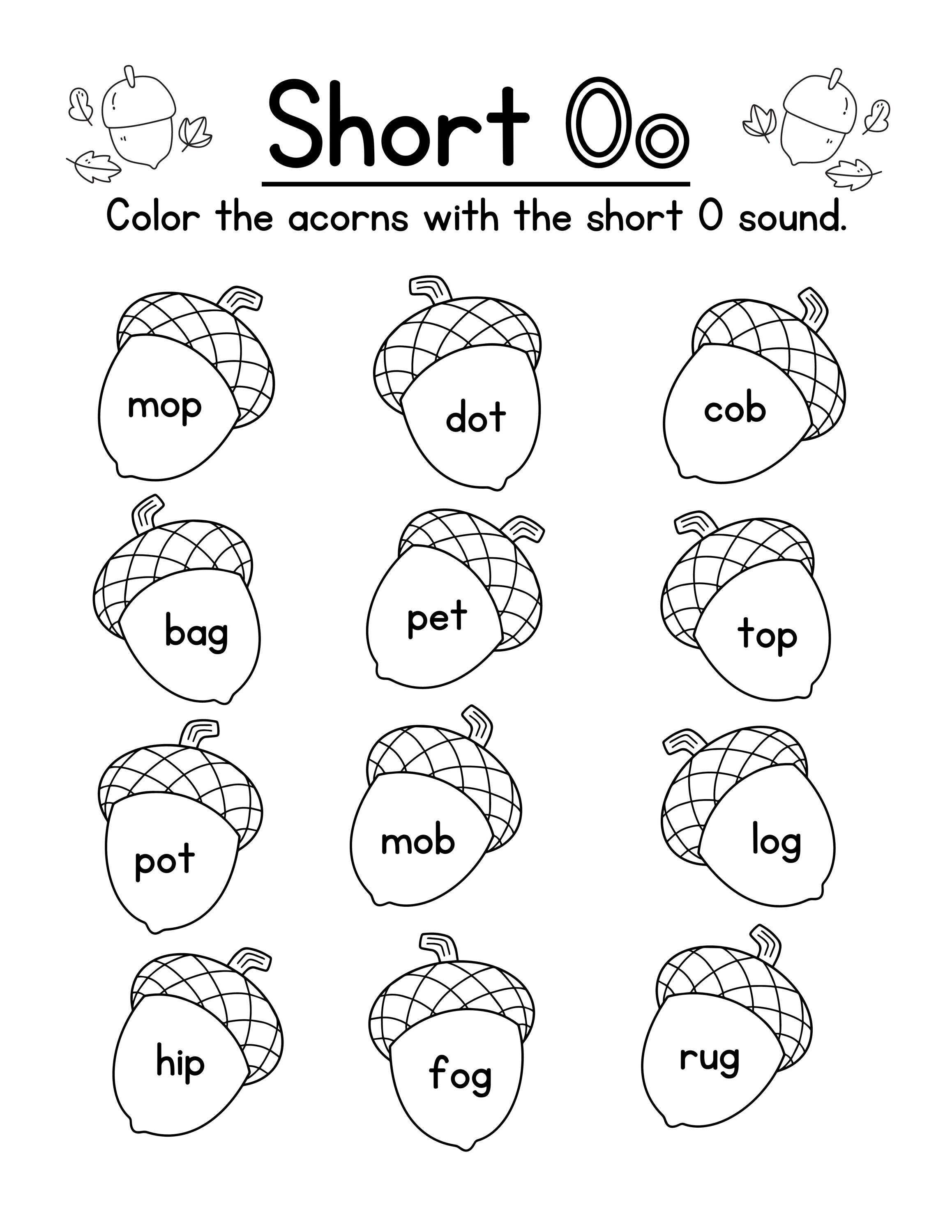Fall Themed Short Vowel Practice Coloring Worksheets and Color by Vowel ...
