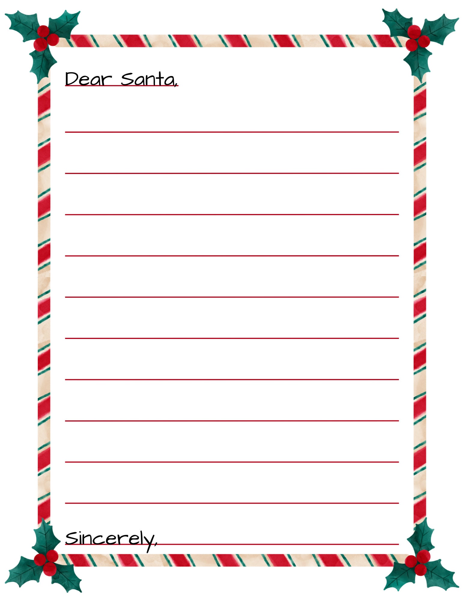 Printable Letter to or From Santa for Kids Holiday Writing With and ...