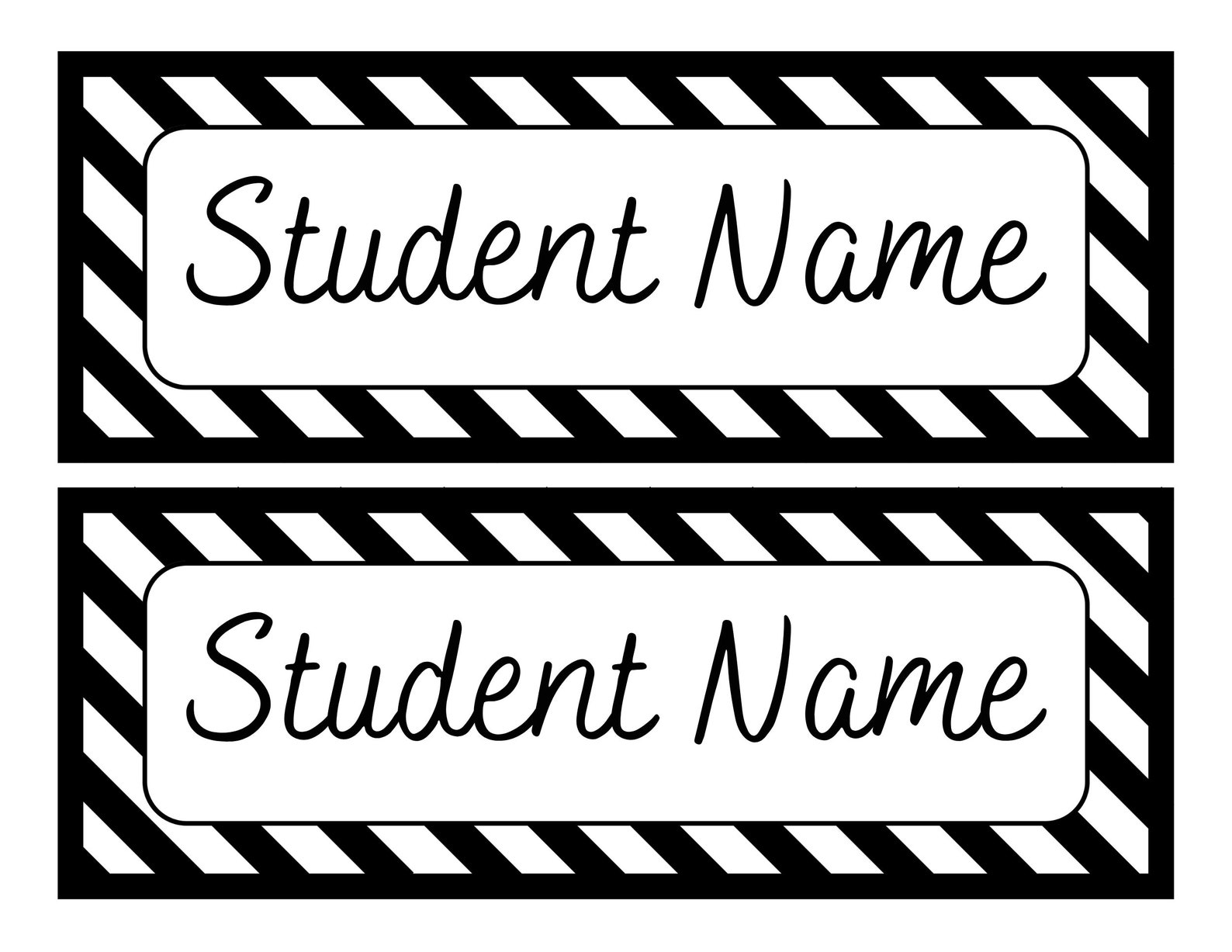 Editable Black and White Student Name Tags Template in 5 Styles ...