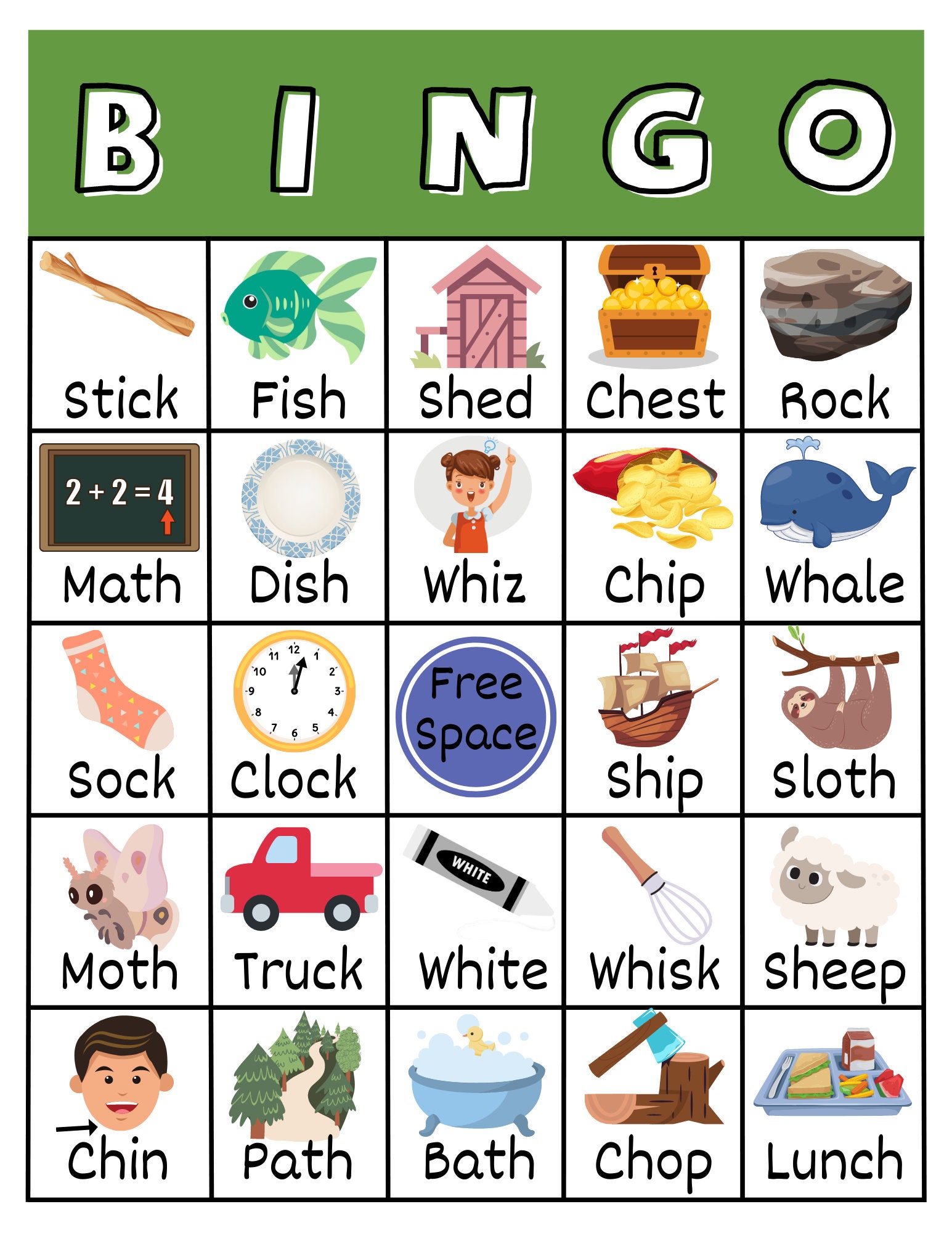 20 Digraph Picture Bingo Game Boards for Kindergarten or 1st Grade ...