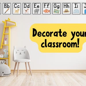 Black and White Alphabet Posters With Pictures for Elementary or ...
