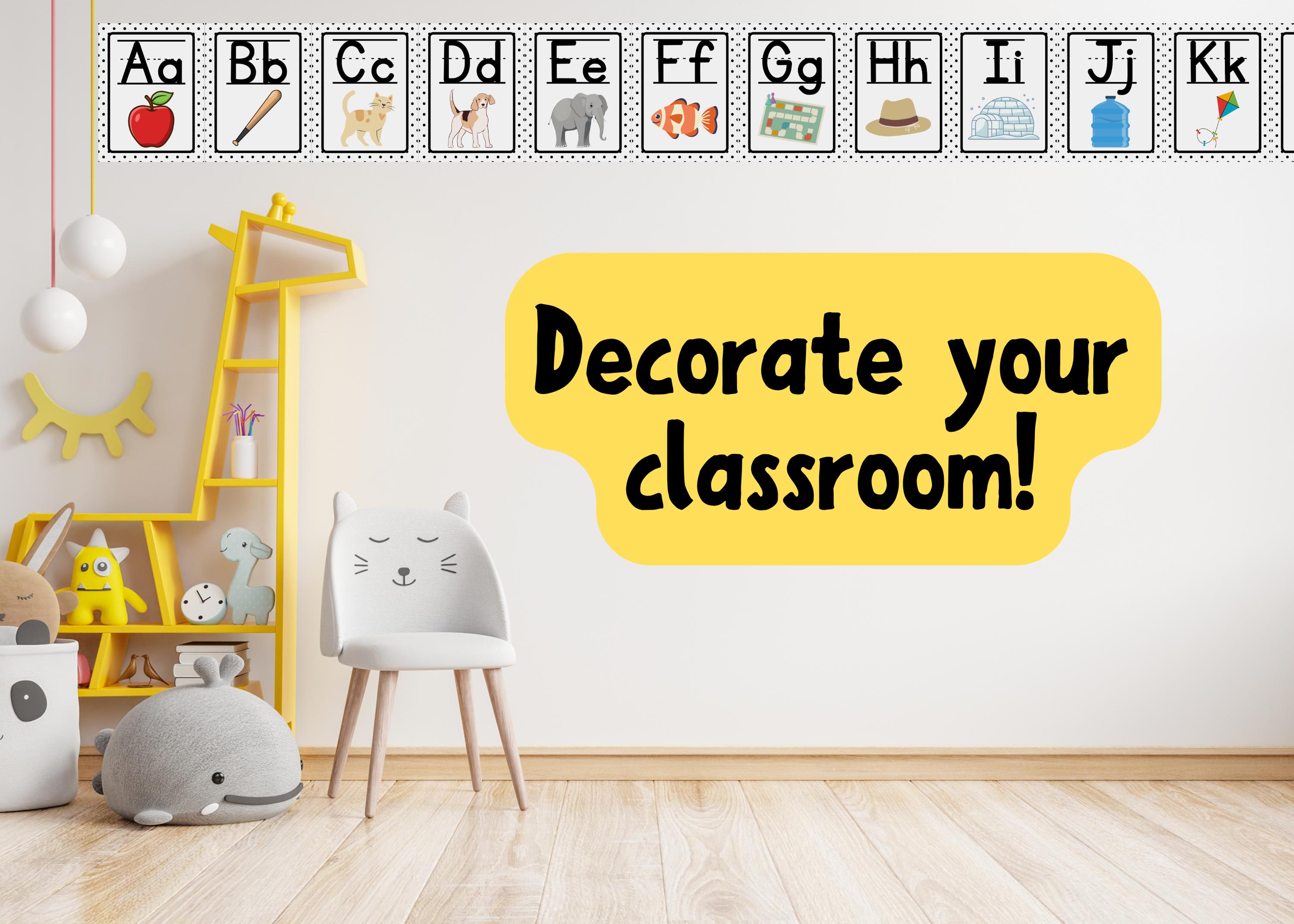 Black and White Alphabet Posters With Pictures for Elementary or ...