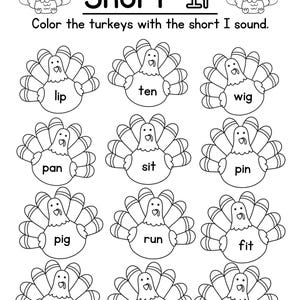 Fall Themed Short Vowel Practice Coloring Worksheets and Color by Vowel ...