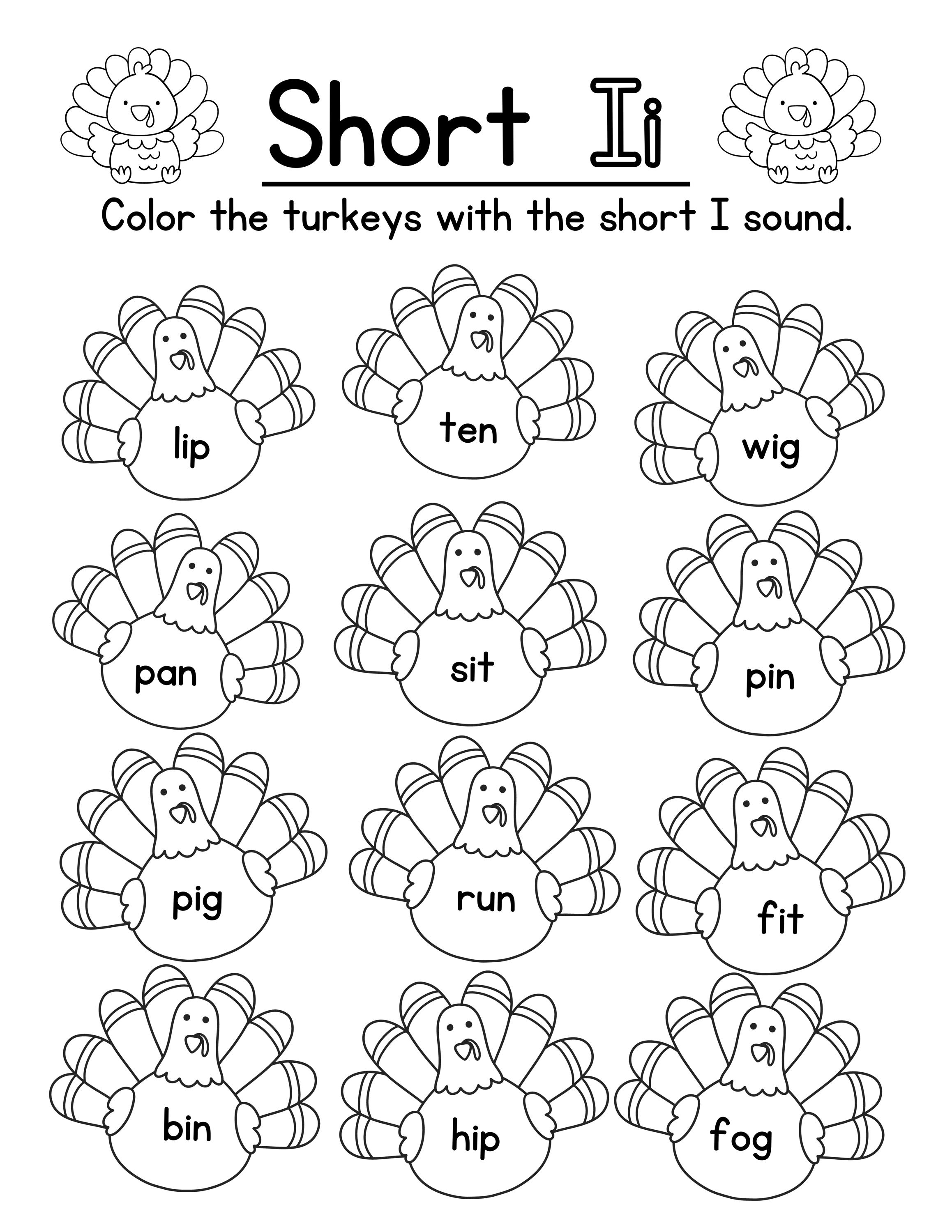 Fall Themed Short Vowel Practice Coloring Worksheets and Color by Vowel ...
