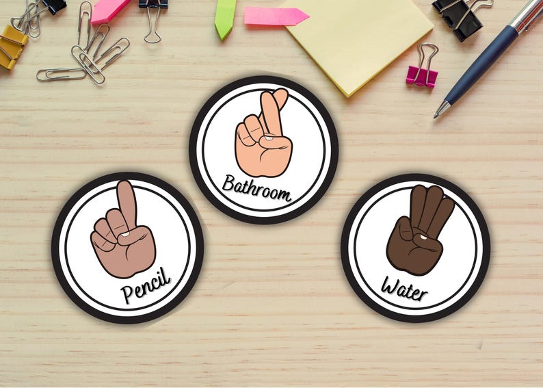 Editable Hand Signals | Black and White Classroom Decor - Etsy