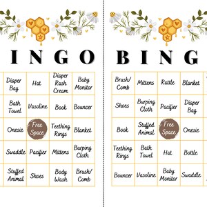 Bay-bee Shower Bee Bingo Game 24ct Bee Themed Baby Shower Bingo Boards ...