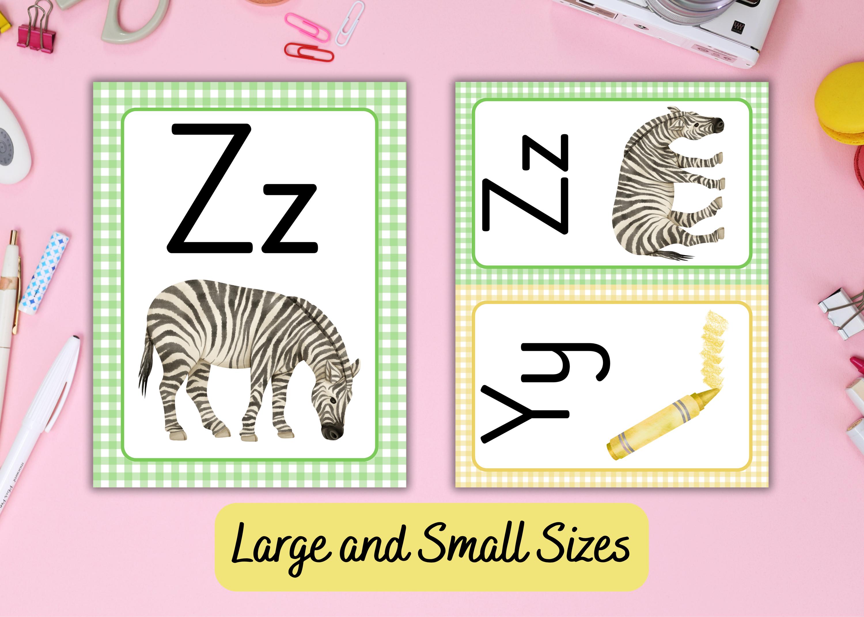 Rainbow Gingham Alphabet Posters With Pictures for Classroom Editable ...