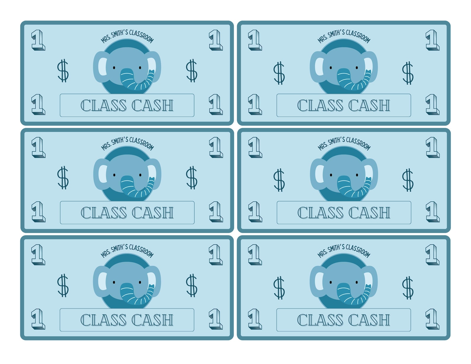 Editable Animal-themed Class Cash Rainbow Colored Classroom Currency ...