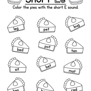 Fall Themed Short Vowel Practice Coloring Worksheets and Color by Vowel ...