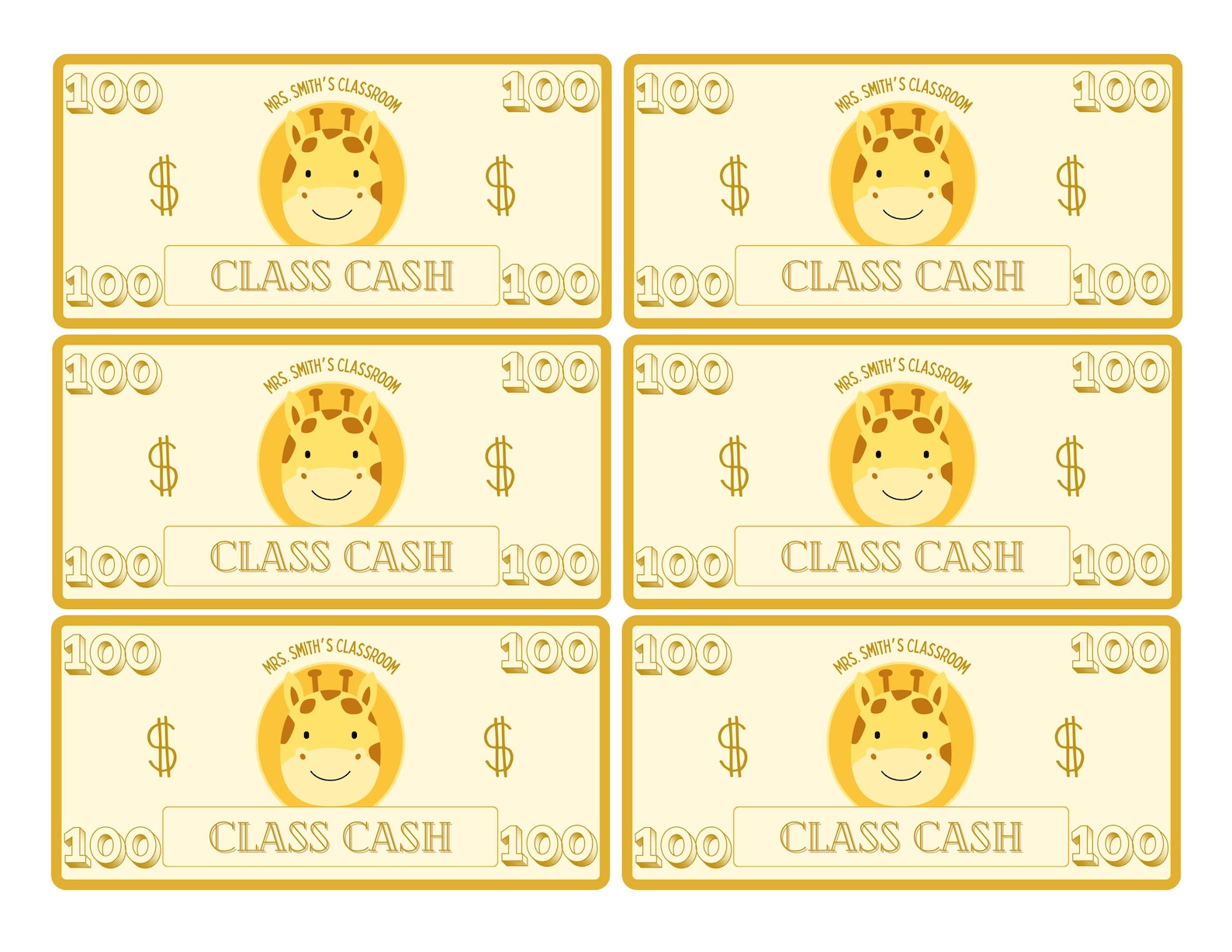 Editable Animal-themed Class Cash Rainbow Colored Classroom Currency ...