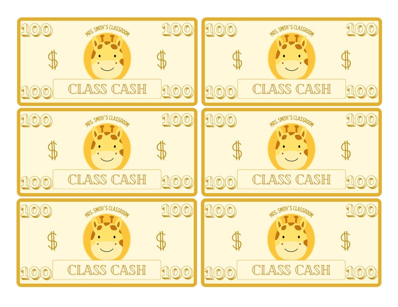 Editable Animal-themed Class Cash Rainbow Colored Classroom Currency ...