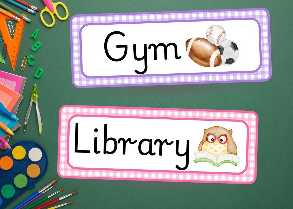 Rainbow Gingham Classroom Schedule Cards | Visual Schedules ...