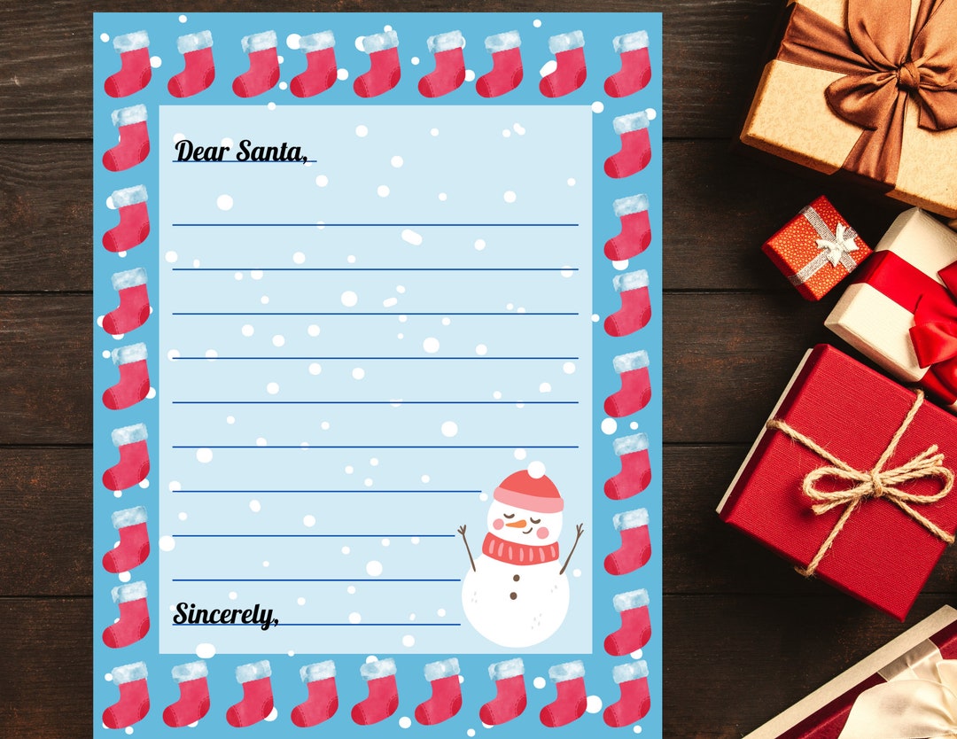 Printable Snowman and Stockings Letter to or From Santa Design With or ...