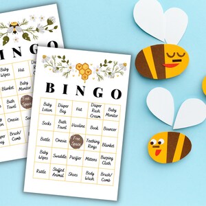Bee Themed Baby Shower Bingo 50ct Game Cute Spring Bee Bingo Games 5 ...