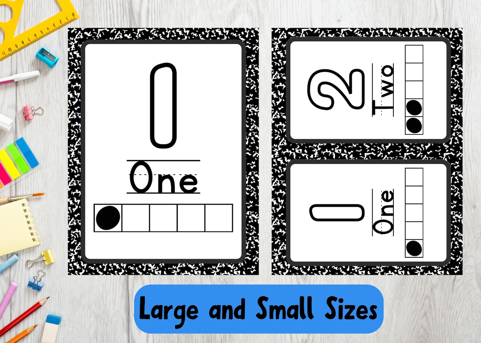 Composition Notebook Themed Number Posters 1-20 Black and White ...