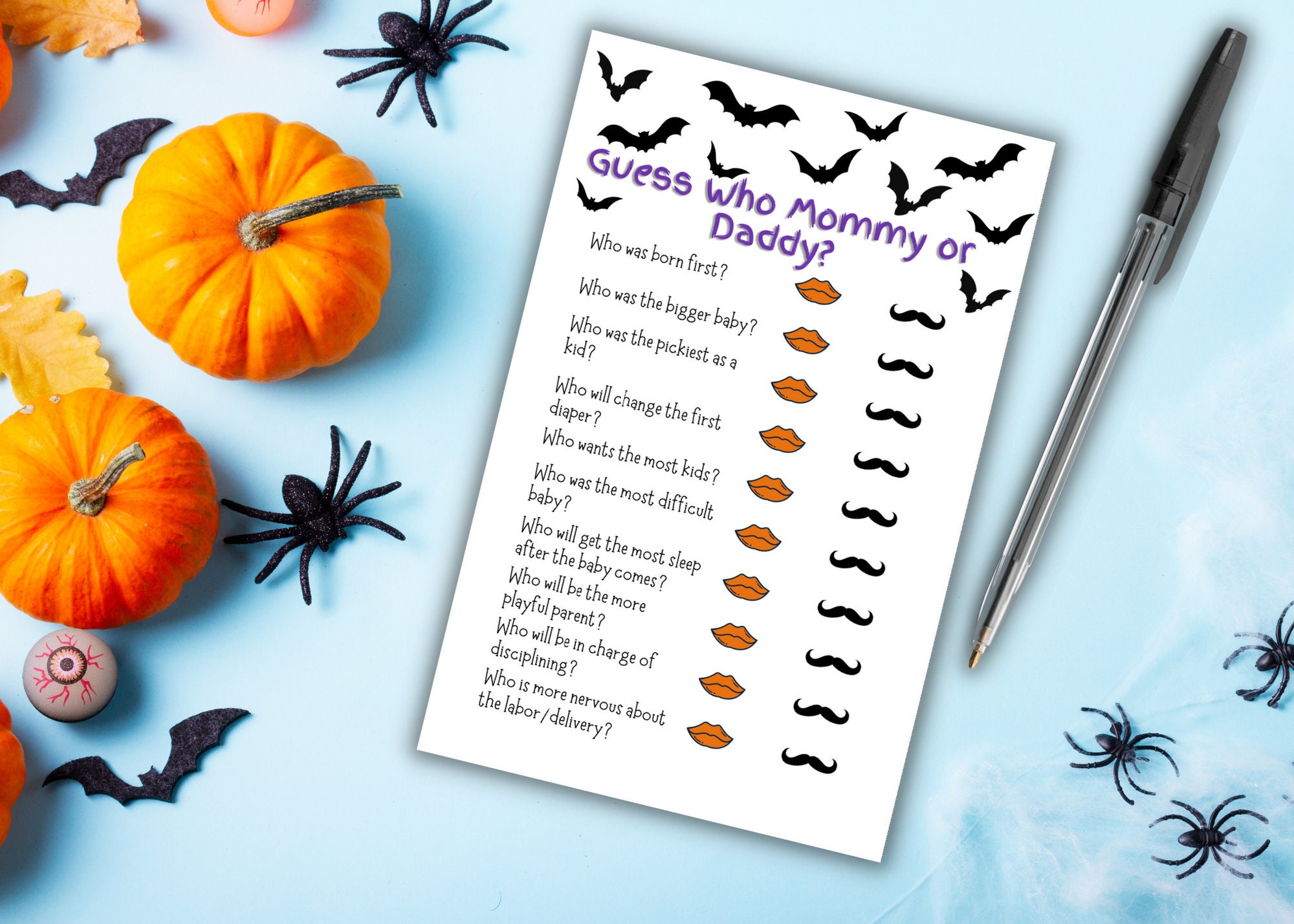 10 Halloween Themed Baby Shower Games Fun Fall Game Set in 5 Styles for ...