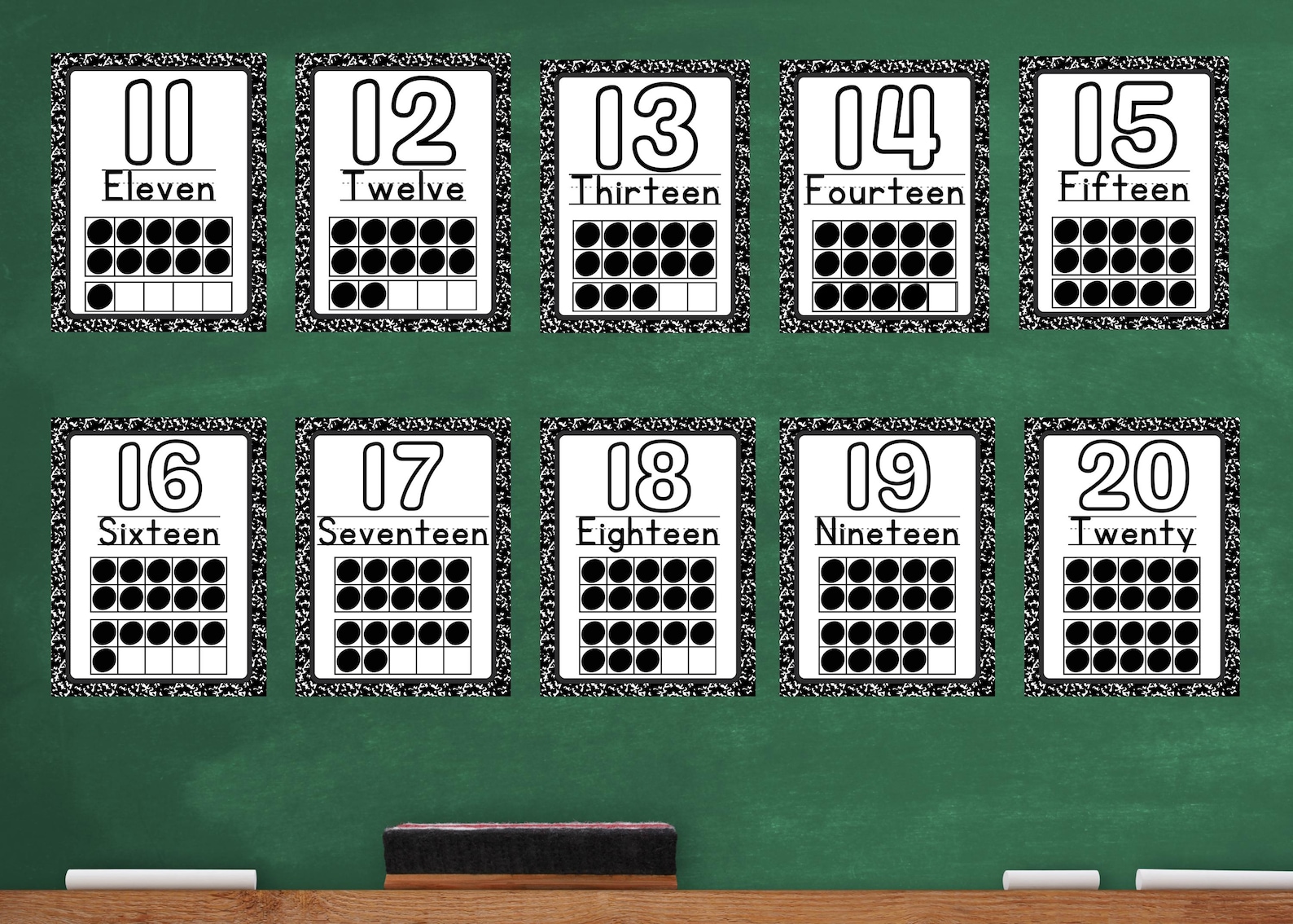 Composition Notebook Themed Number Posters 1-20 Black and White ...