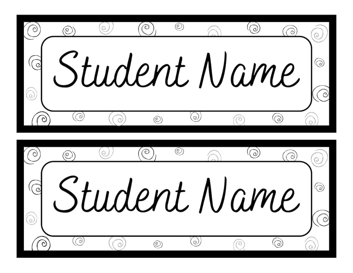 Editable Student Name Tags Template, Black and White Themed Classroom ...
