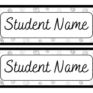 Editable Black and White Student Name Tags Template in 5 Styles ...