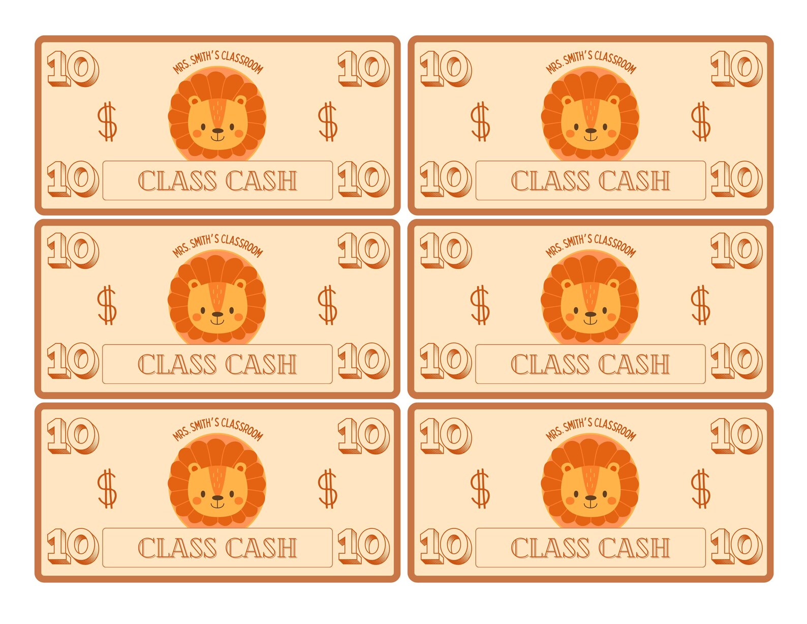 Editable Animal-themed Class Cash Rainbow Colored Classroom Currency ...