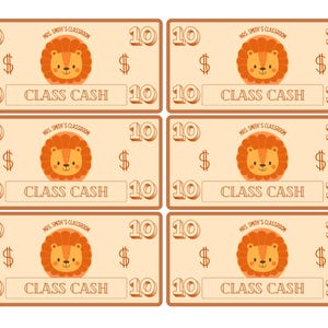 Editable Animal-themed Class Cash Rainbow Colored Classroom Currency ...