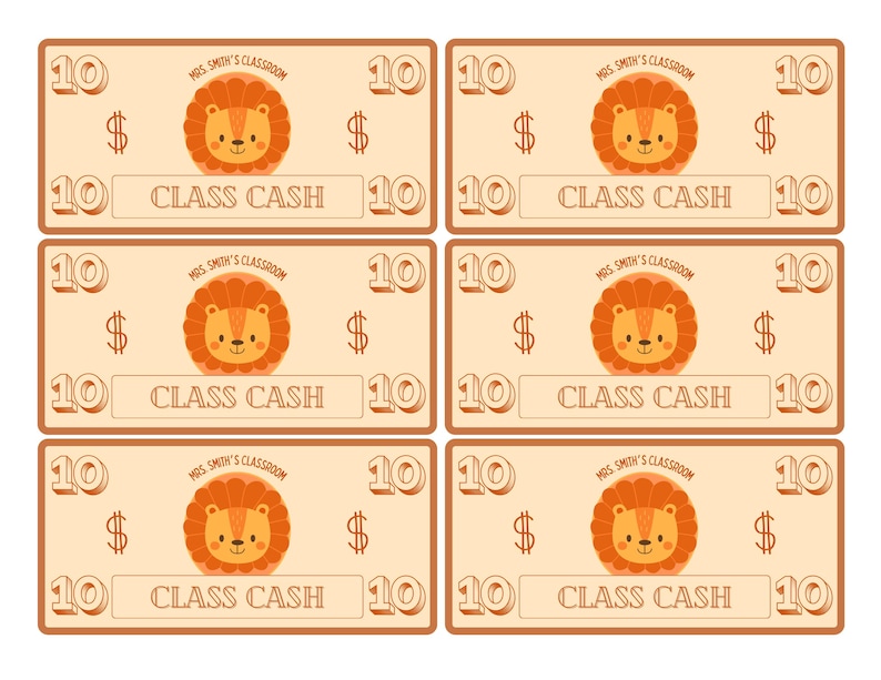 Editable Animal-themed Class Cash Rainbow Colored Classroom Currency ...