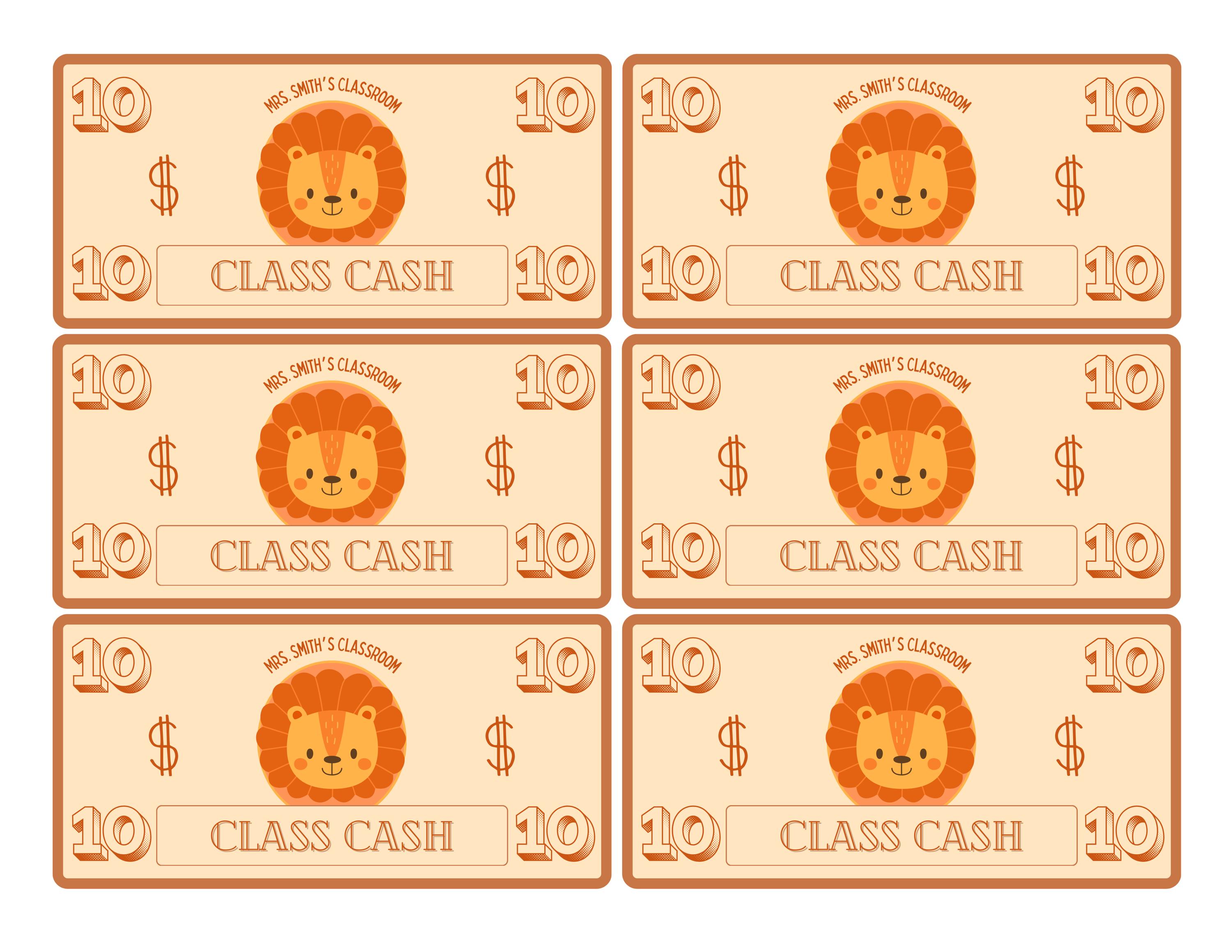 Editable Animal-themed Class Cash Rainbow Colored Classroom Currency ...