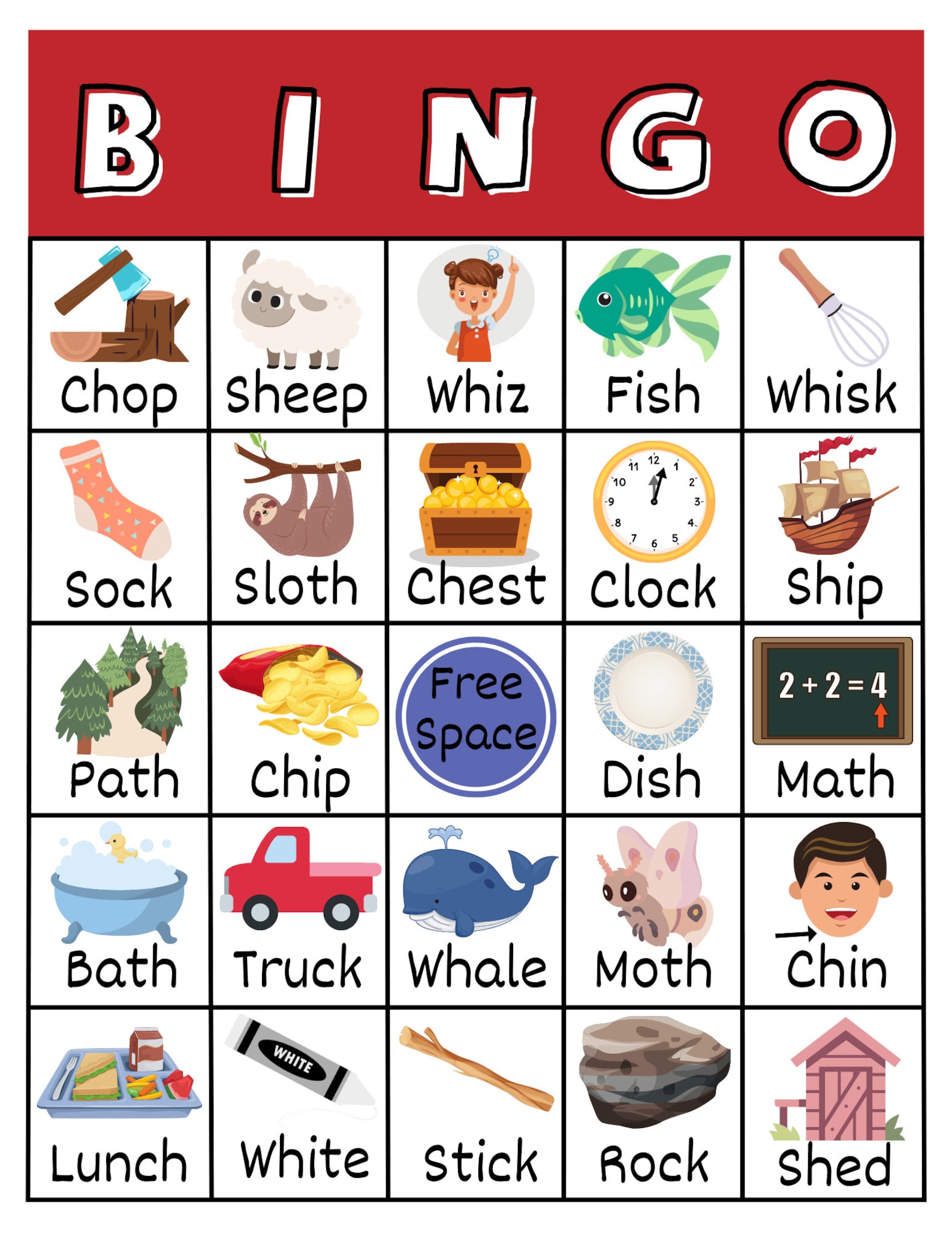 20 Digraph Picture Bingo Game Boards for Kindergarten or 1st Grade ...